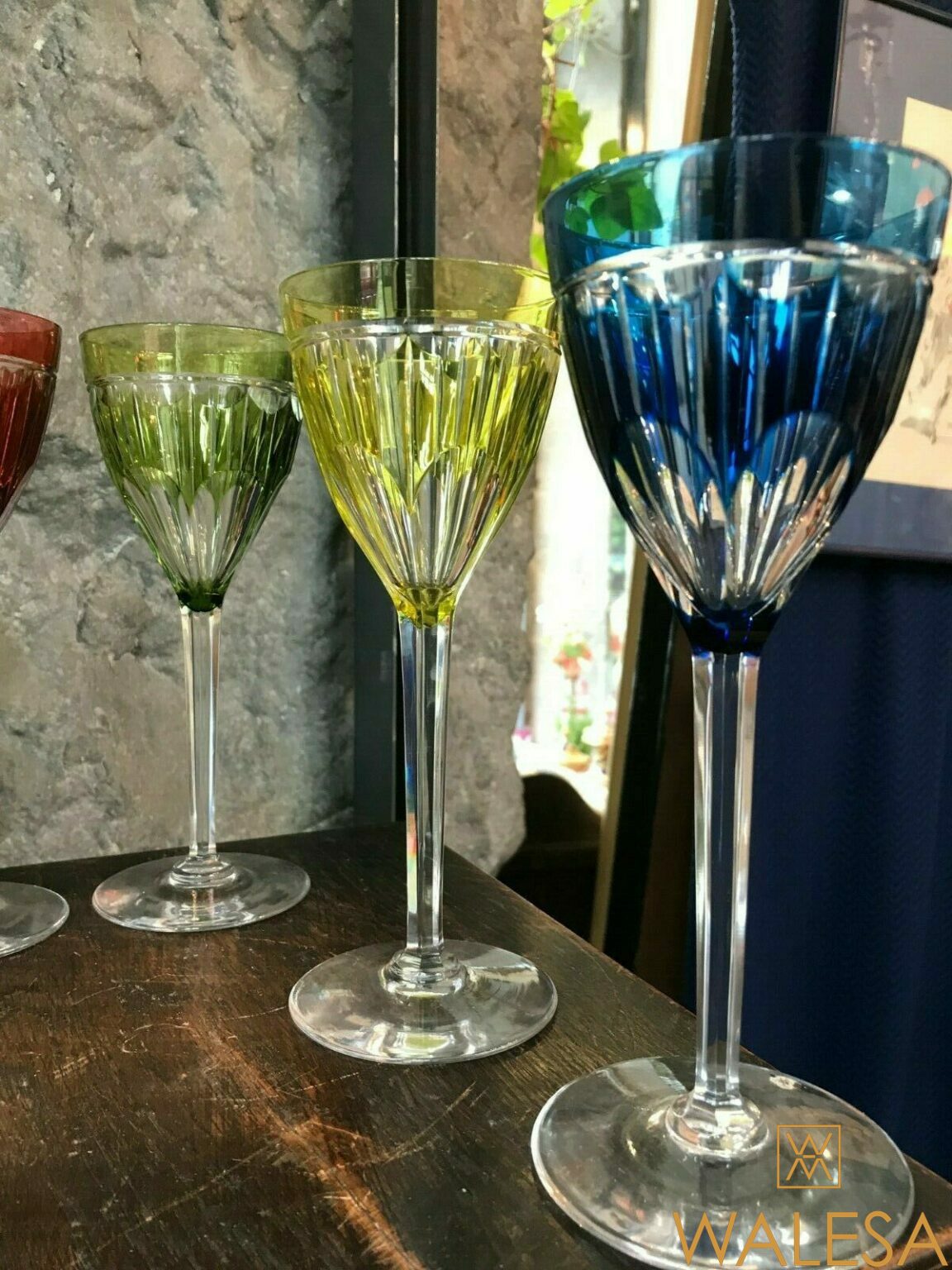 6 verres à vin en couleur cristal Val Saint Lambert
